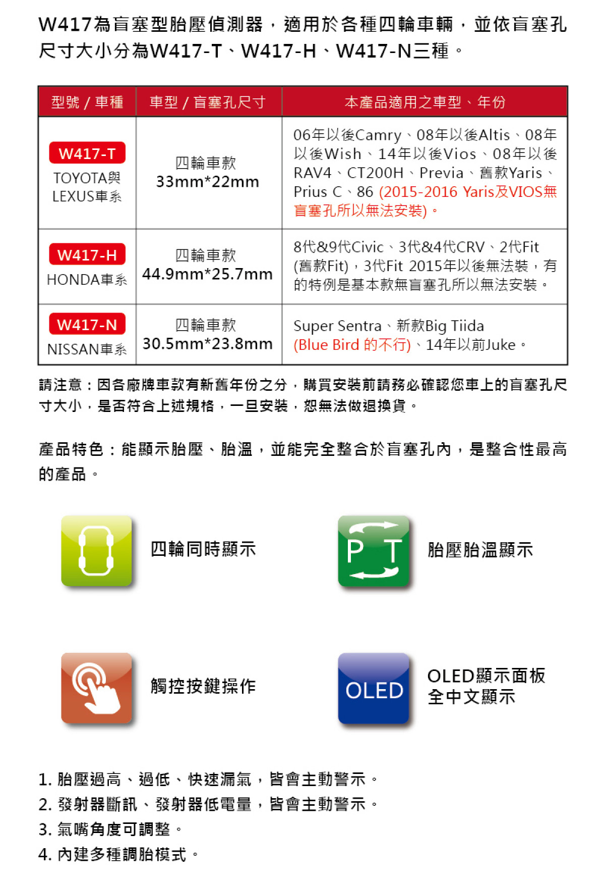 ORO W417 OE RX TPMS 【沿用原廠胎壓感應器】高度整合 盲塞式胎壓接收器 | 小李輪胎